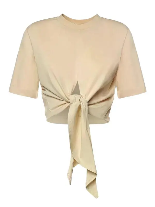 NINEMINUTES Knot-detail Cropped T-shirt - Neutrals