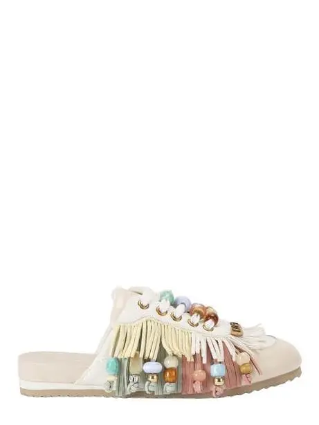 Kurt Geiger Islington Beaded Fringe Mule - Open White