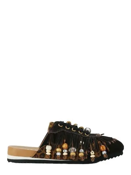 Kurt Geiger Islington Beaded Fringe Mule - Open Brown
