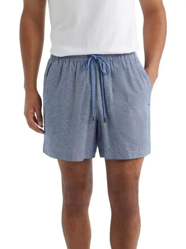 Daniel Buchler Slub Linen & Cotton Pajama Shorts - Denim