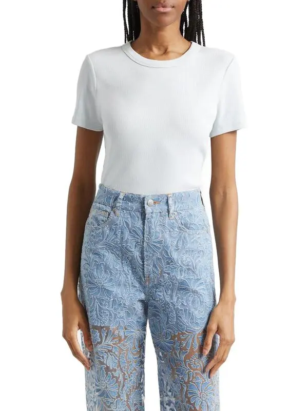 Veronica Beard Pruitt Stretch Cotton T-shirt - River Mist