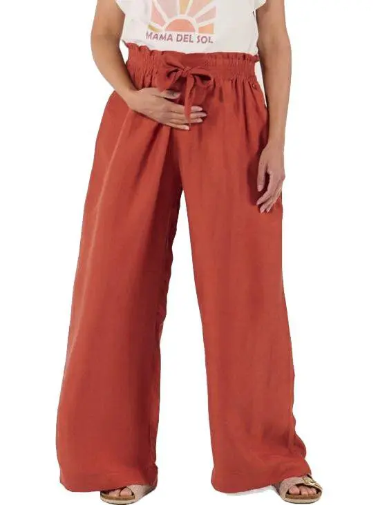 CACHE COEUR Maternity Twill Wide Leg Pants - Copper