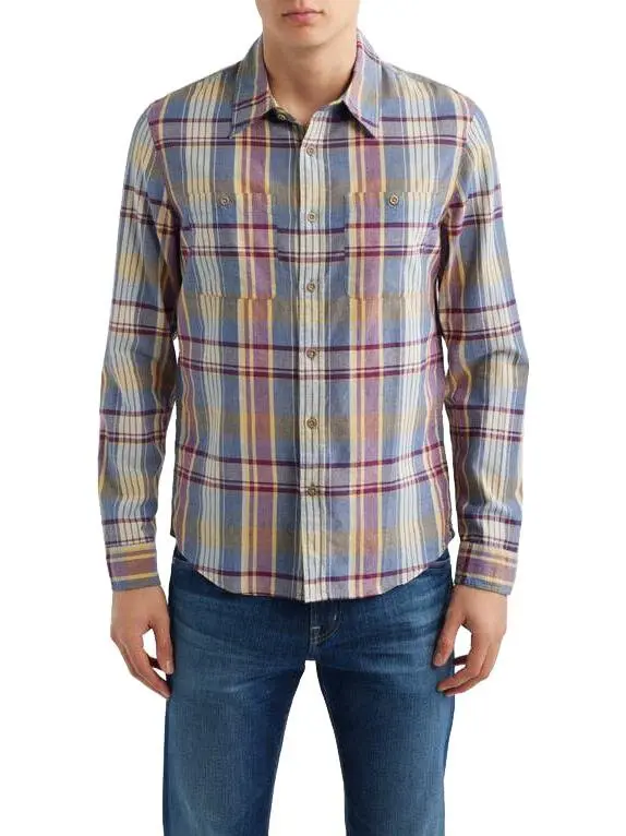 Ag Wayne Plaid Button-up Work Shirt - Blue Multi