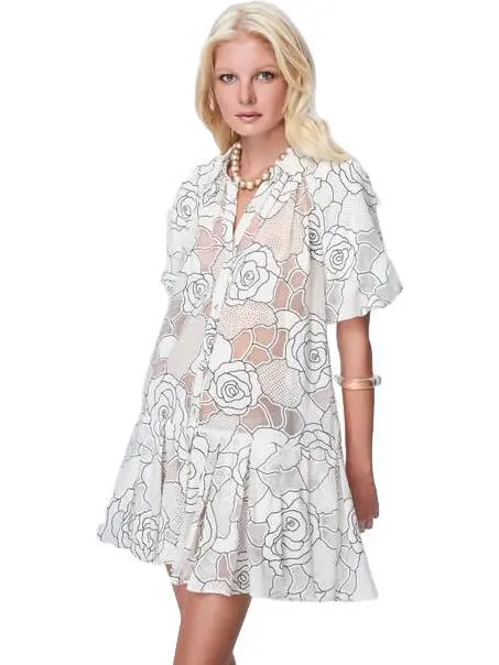 THEO THE LABEL Ourania Puff Sleeve Shirtdress - Ivory