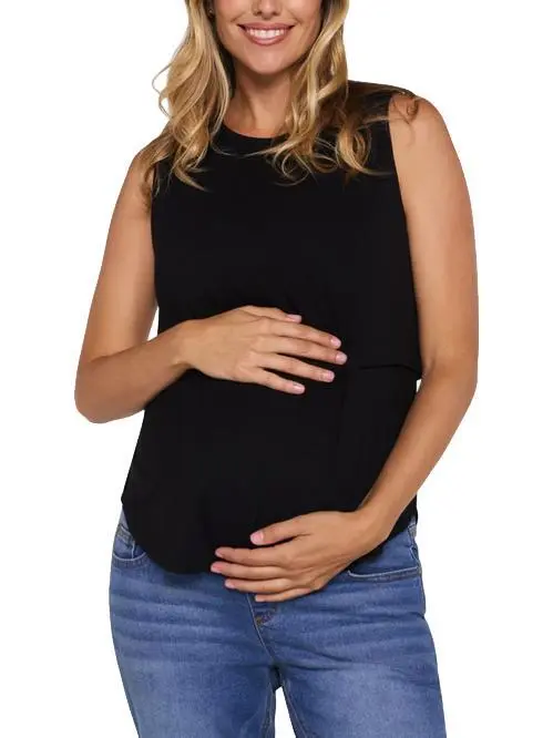Motherhood Maternity Sleeveless Crewneck Maternity And Nursing Top - Black