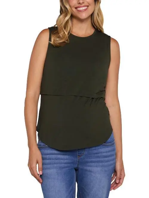 Motherhood Maternity Sleeveless Crewneck Maternity And Nursing Top - Deep Depths