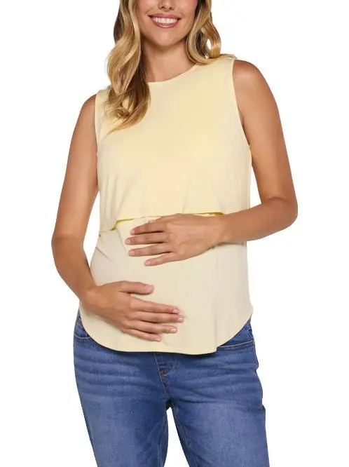Motherhood Maternity Sleeveless Crewneck Maternity And Nursing Top - Pastel Yellow