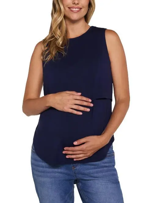 Motherhood Maternity Sleeveless Crewneck Maternity And Nursing Top - Peacoat
