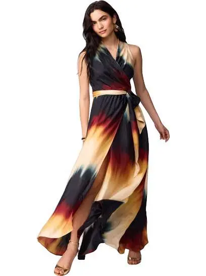 THEO THE LABEL Klotho Print Draped Maxi Dress - Astral Print