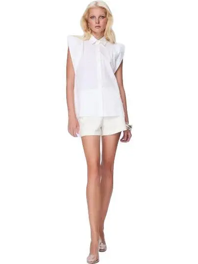 THEO THE LABEL Astraea Embellished Sleeveless Shirt - White/pearl