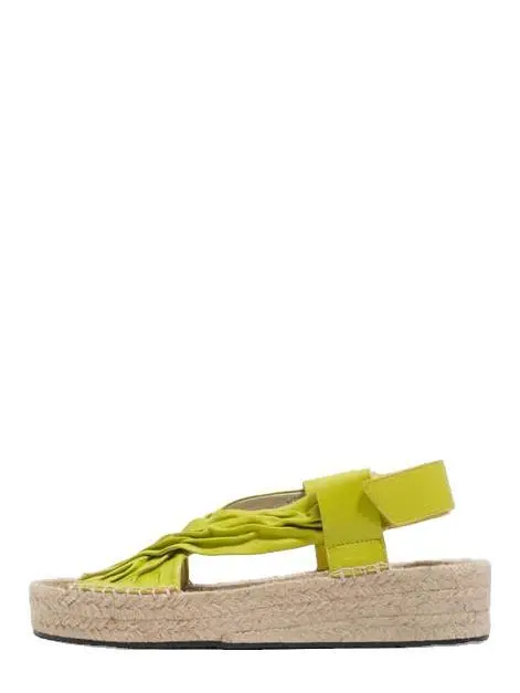 Bimba Y Lola Lime Leather Wedge Sandals With Jute Detailing - Pistachio