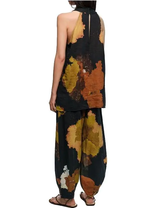 Bimba Y Lola Baggy Linen-blend Trousers - Blot Xl Black