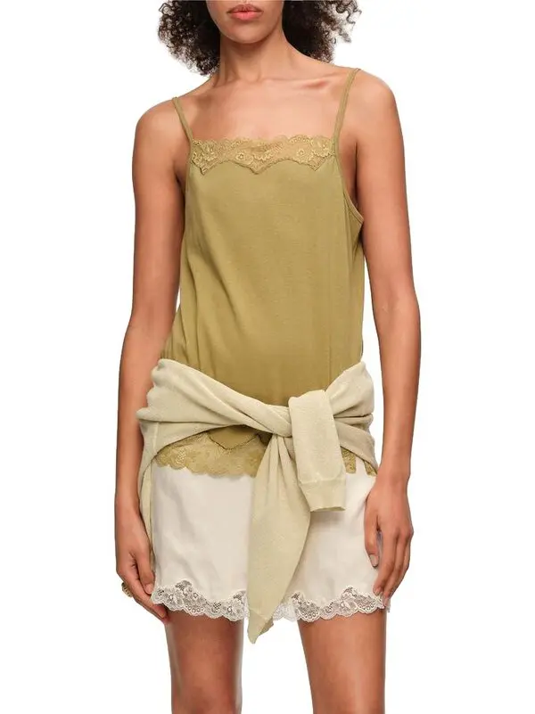Bimba Y Lola Lace Trimmed Camisole - Khaki