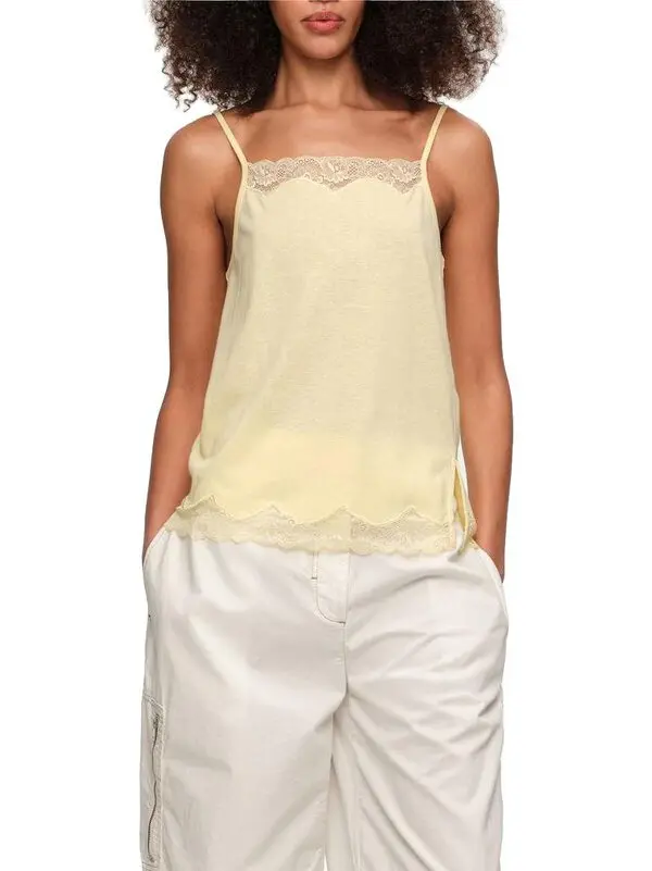 Bimba Y Lola Lace Trimmed Camisole - Light Yellow
