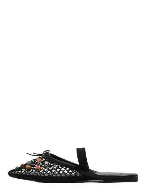 Bimba Y Lola Mesh Slingback Ballerinas With Stone Embellishments - Black