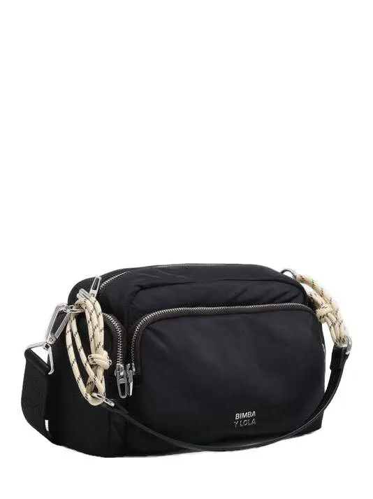 Bimba Y Lola Nylon Pocket Shoulder Bag With Leather Details - Dark Anthracite