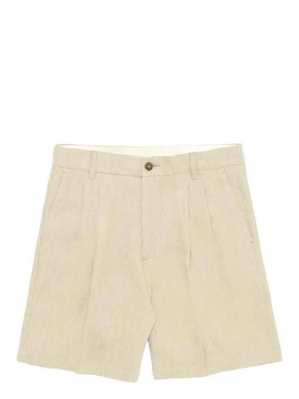 FORTELA Pleated Linen Beach Shorts - Cream