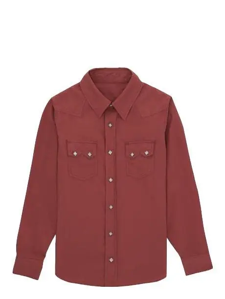 FORTELA Toledo Cotton Poplin Western Shirt - Burgundy