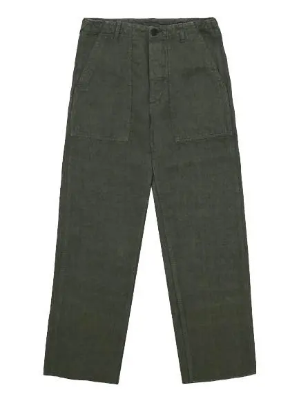 FORTELA Linen Fatigue Trousers - Military Green