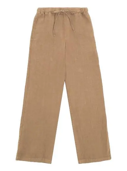 FORTELA Jaleh Linen Drawstring Wide-leg Pants - Beige