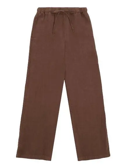 FORTELA Jaleh Linen Drawstring Wide-leg Pants - Brown