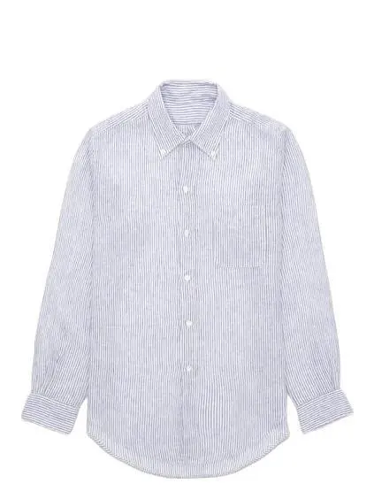 FORTELA King Linen Striped Shirt - Light Blue