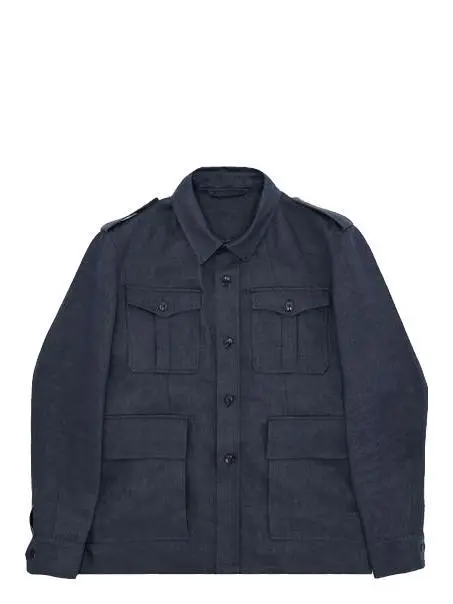 FORTELA Owen Linen Safari Jacket - Blue