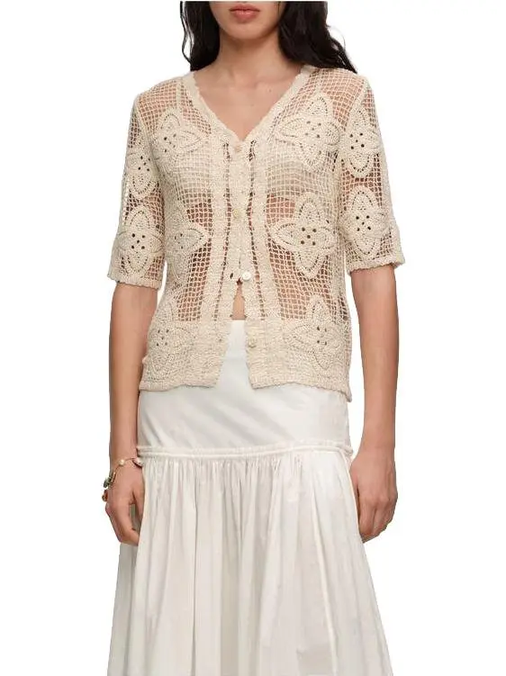 Bimba Y Lola Openwork Knit Cardigan - Sand
