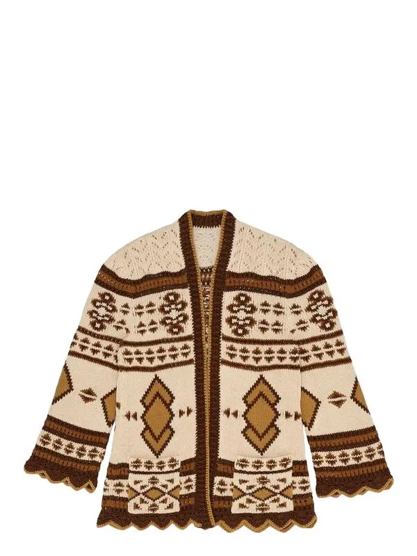 FORTELA Navajo Pattern Knit Cardigan - Beige