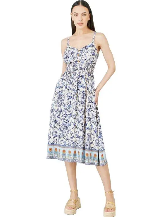 YUMI Floral Print Midi Sun Dress - White