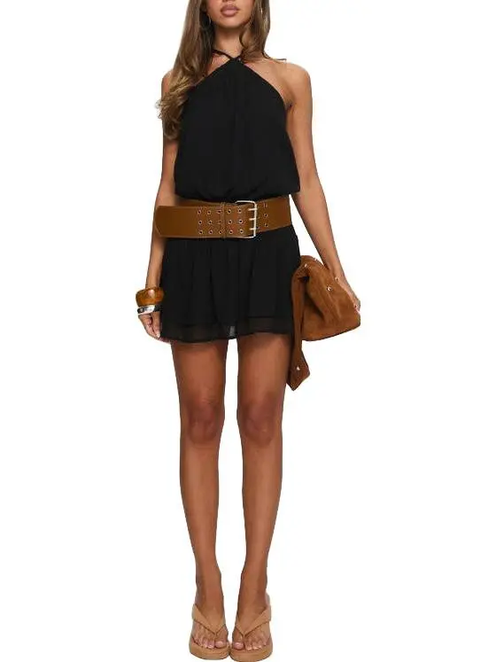Princess Polly Khamira Halter Mini Dress - Black