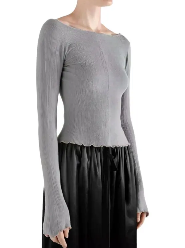 MARC LE BIHAN Crinkled Raw-edge Top - Grey