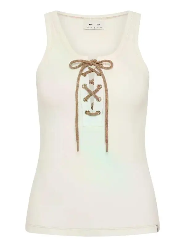 The Upside Lace-up Ribbed Tank Top - Neutrals