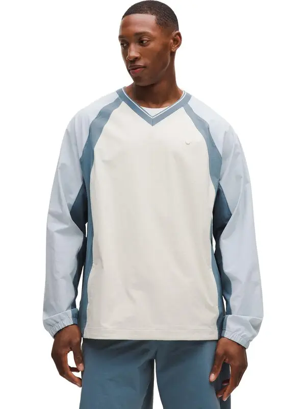 Lululemon Water-repellent Golf V-neck Pullover - Light Ivory/starch Blue/steel Blue