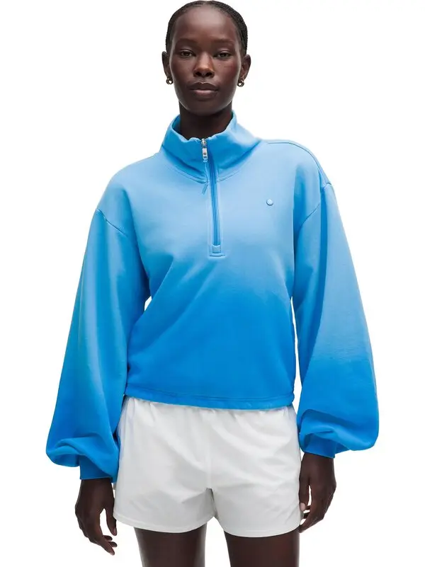 Lululemon Cotton Terry Tennis Half Zip Sweatshirt - Ombre Dye Blueberry Multi