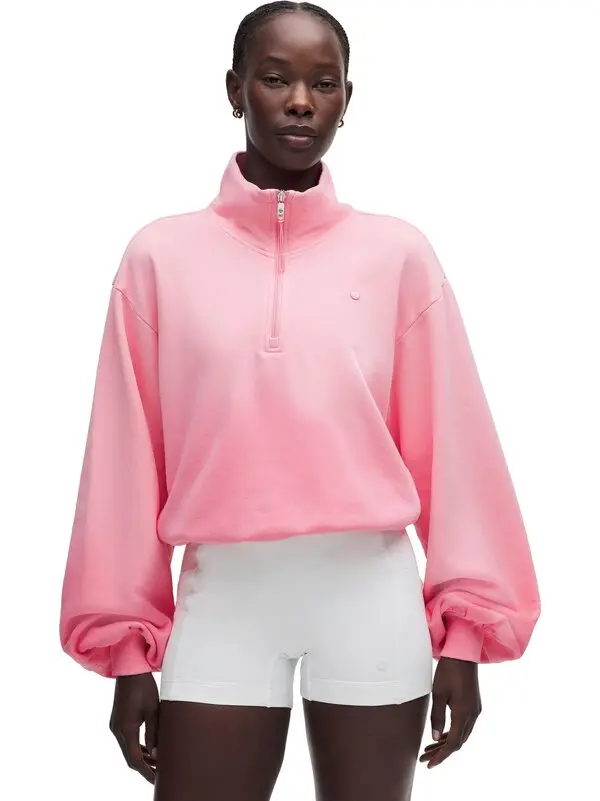 Lululemon Cotton Terry Tennis Half Zip Sweatshirt - Ombre Dye Strawberry Multi