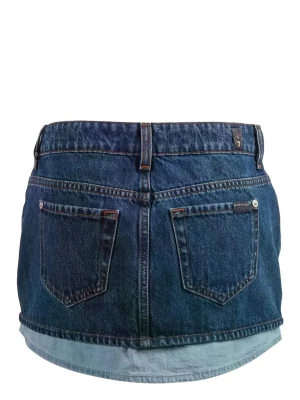 7 For All Mankind Double-layer Denim Skirt - Blue