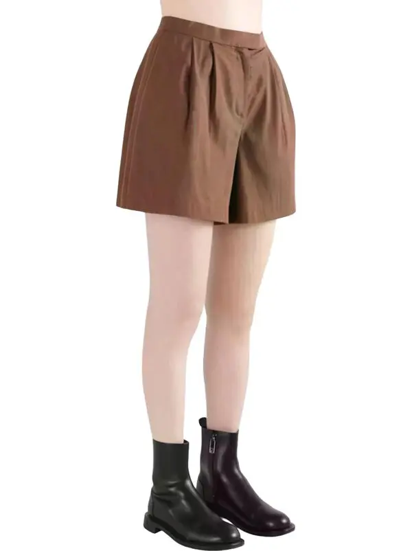 MARGARET HOWELL Pleated Silk Shorts - Brown