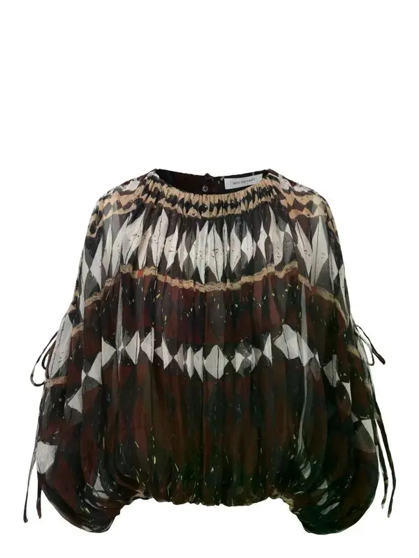 INTO THE EAST Geometric Print Blouse - Red
