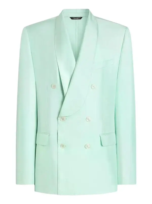 Dolce & Gabbana Sicilia Light Double-breasted Jacket In Silk Twill - Blue