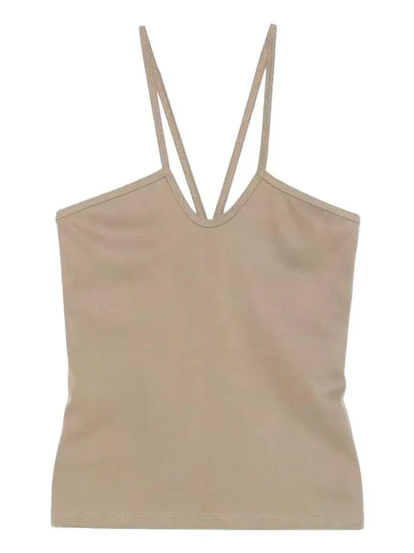 Imperial Halterneck Ribbed Top - Neutrals