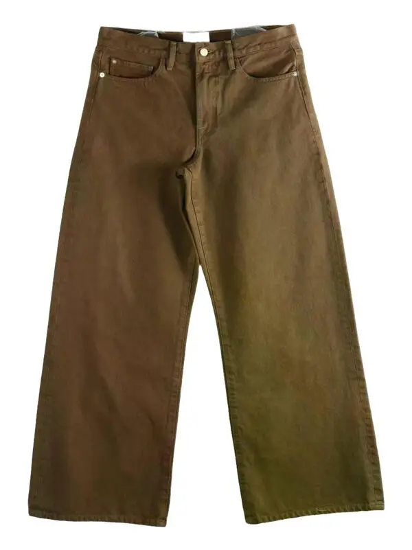 THE ELDER STATESMAN Frayed Hem Wide-leg Jeans - Brown