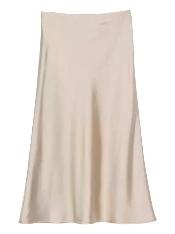Imperial Satin-finish Flared Midi Skirt - Neutrals