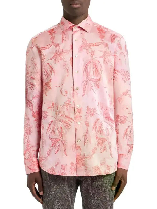 Etro Jacquard-motif Cotton Shirt - Pink