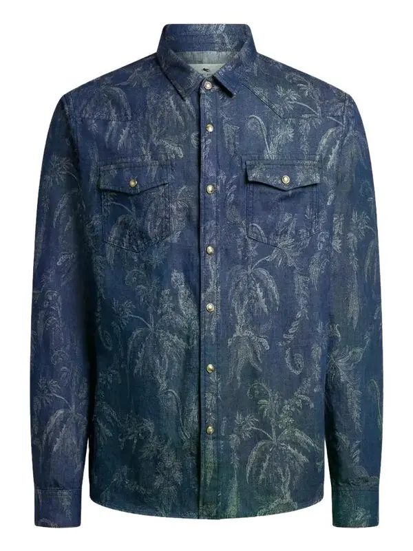 Etro All-over Jacquard-motif Shirt - Blue