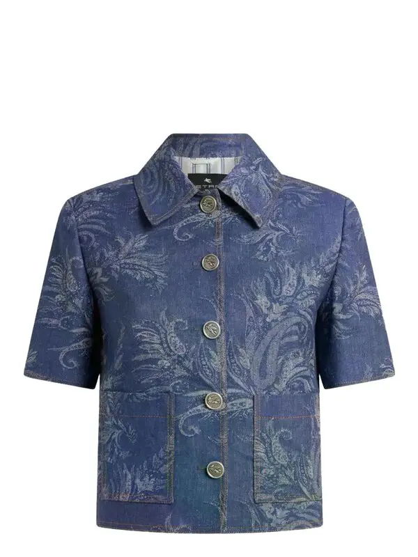 Etro Paisley Jacquard Denim Shirt - Blue