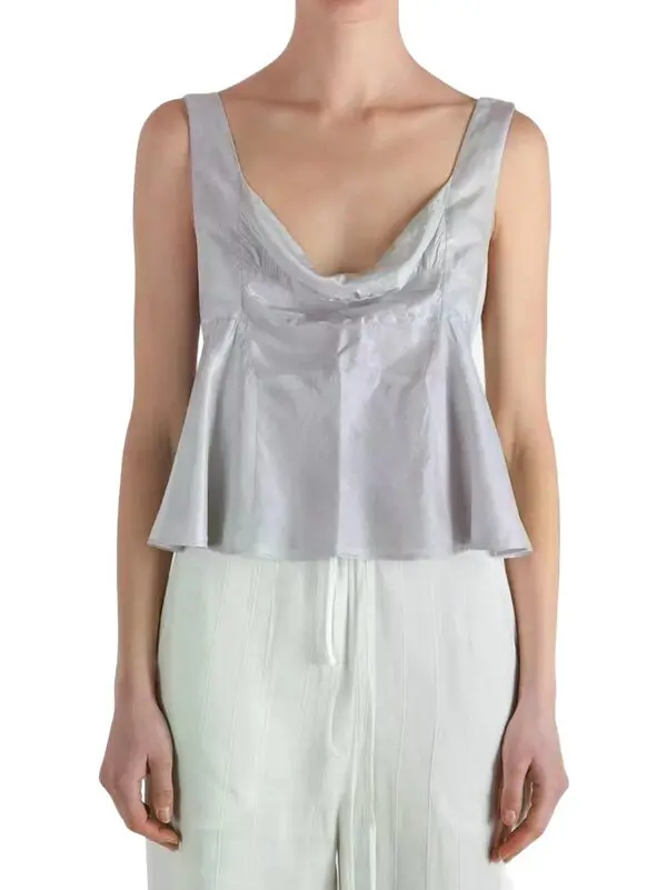 MARC LE BIHAN Cowl Neck Peplum Top - Grey
