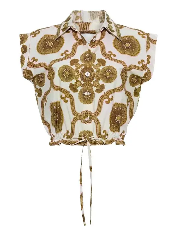 Cara Cara Octavia Floral Print Cropped Shirt - White