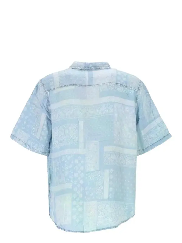 TOOCO Paisley-print Chambray Shirt - Blue