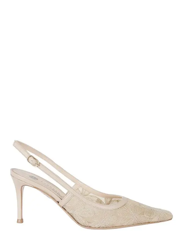 Roberto Festa Embellished Slingback Pumps - Beige